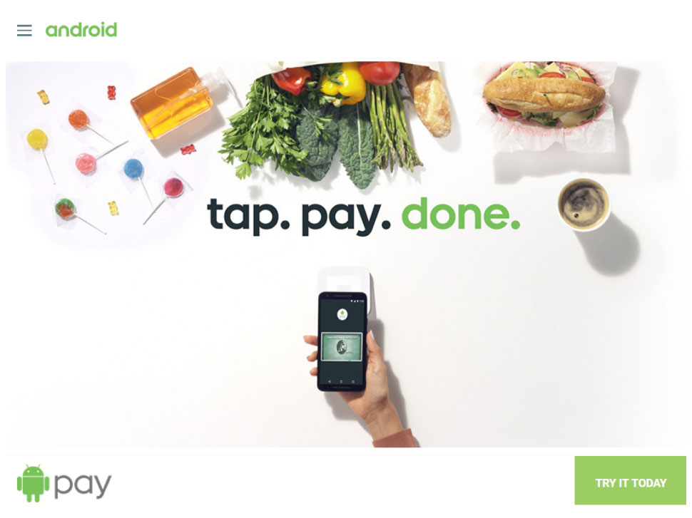 Android Pay: Android Pay is a mobile payments service for online shoppers.