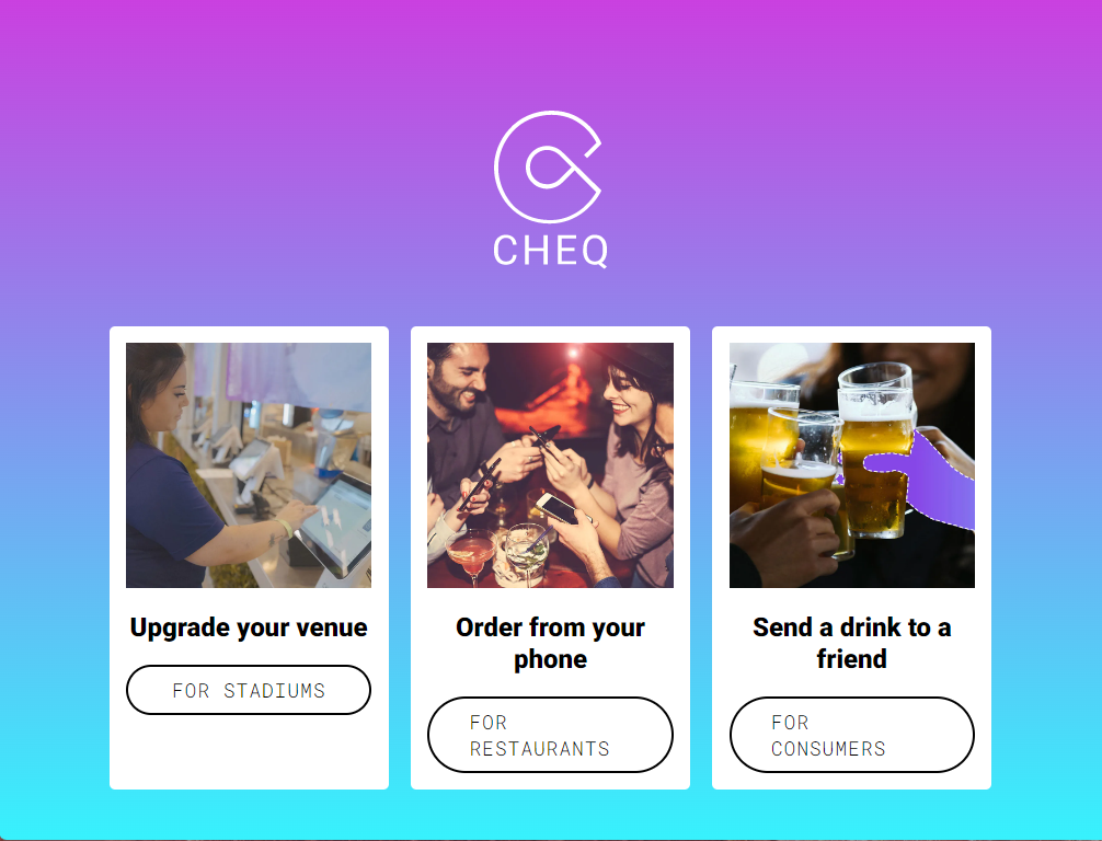 CHEQ: Social Order & Payments Platform.
