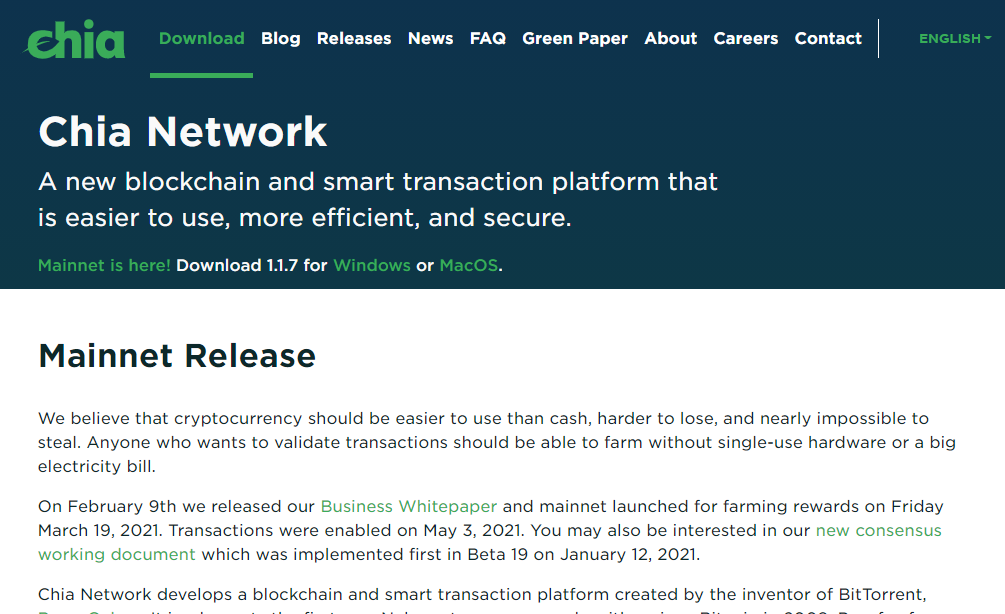 Chia Network: A new blockchain and smart transaction platform that is ...
