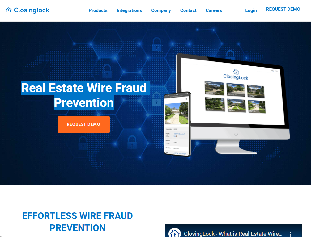 Closinglock: Real Estate Wire Fraud Prevention.