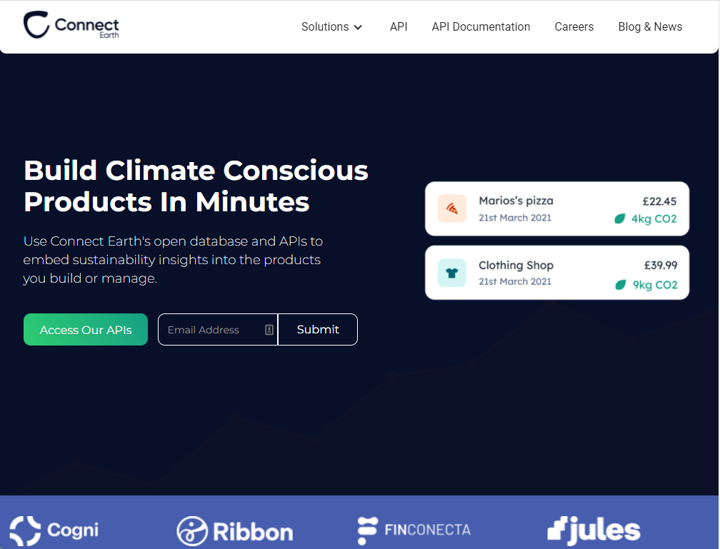 Connect Earth: Build Climate Conscious Products In Minutes.