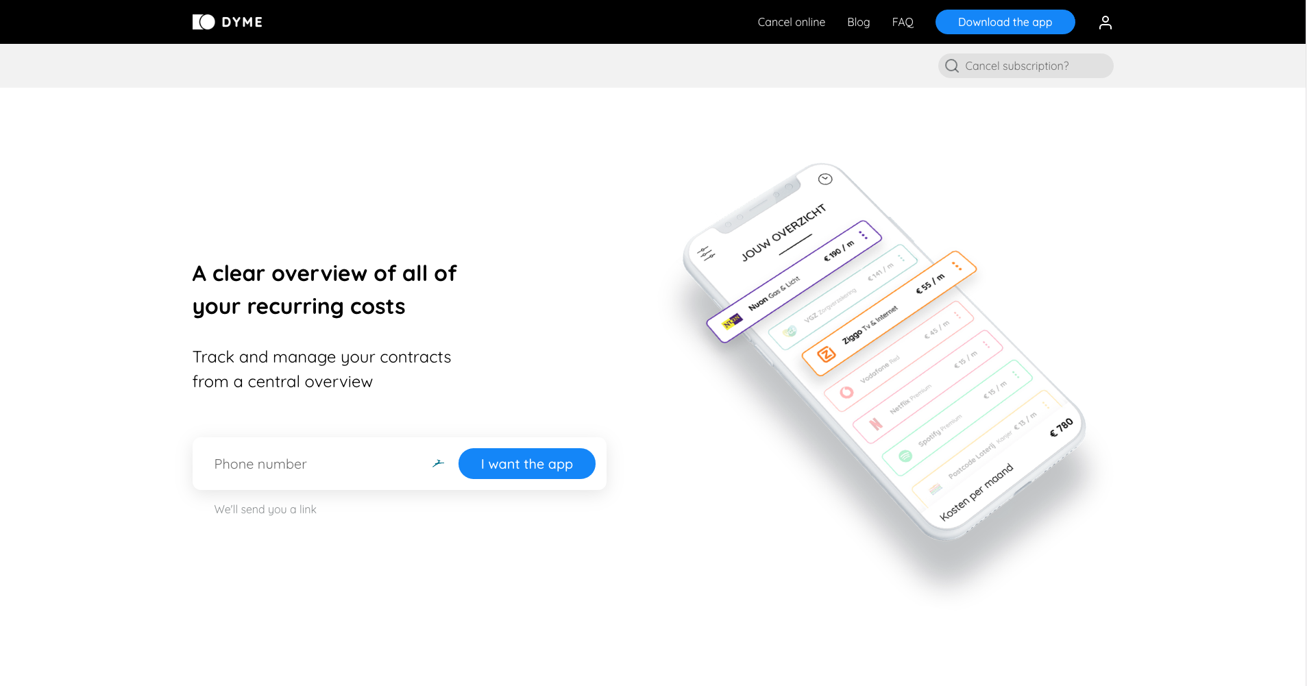 Dyme: One app to track & manage your subscriptions