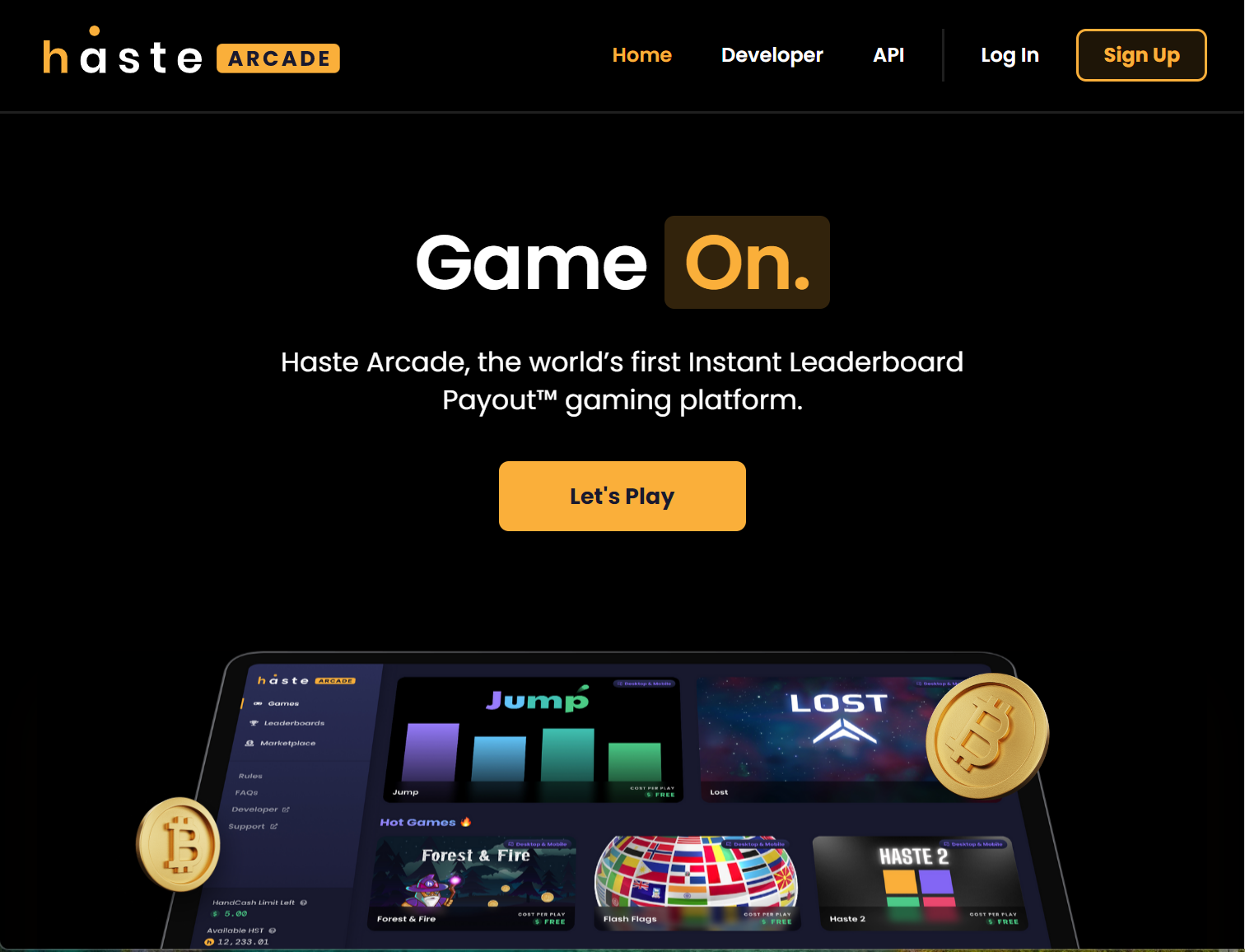 Haste Arcade: The world’s first instant leaderboard payout gaming platform.