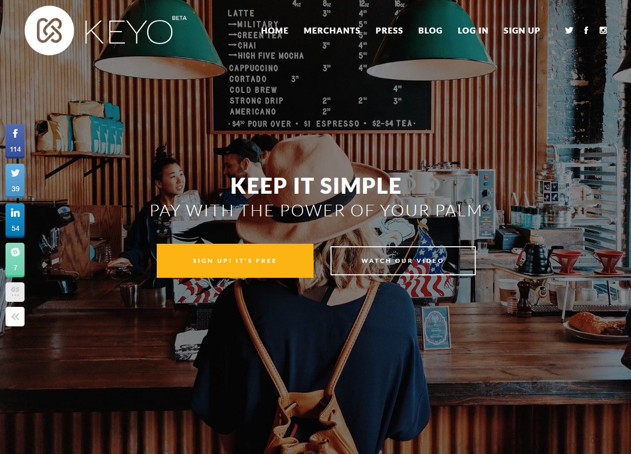 Keyo: Pay with just your palm. No phones, no wallet, just you.