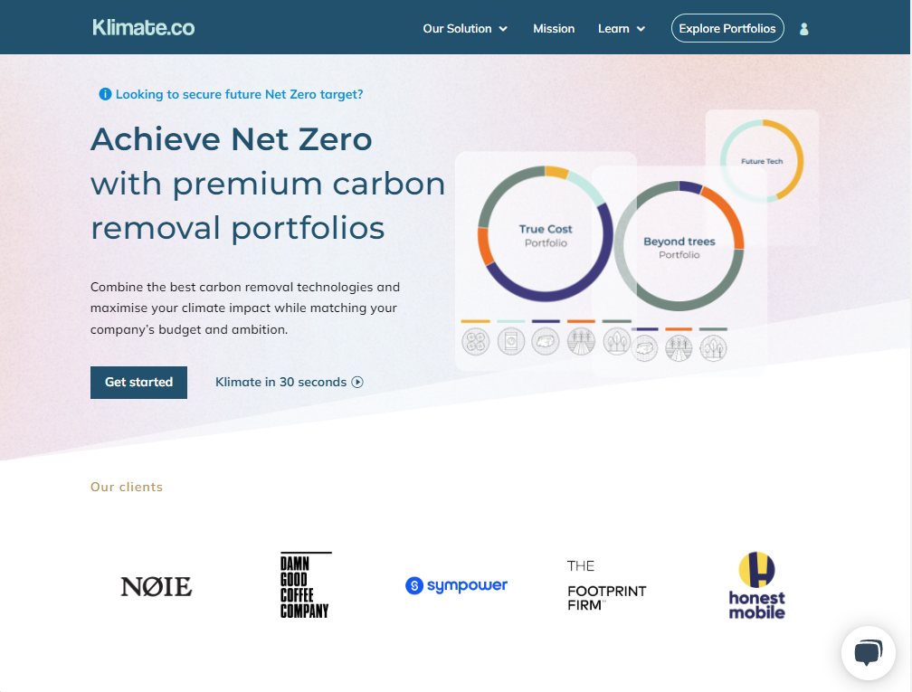 Klimate: Achieve Net Zero with premium carbon removal portfolios.