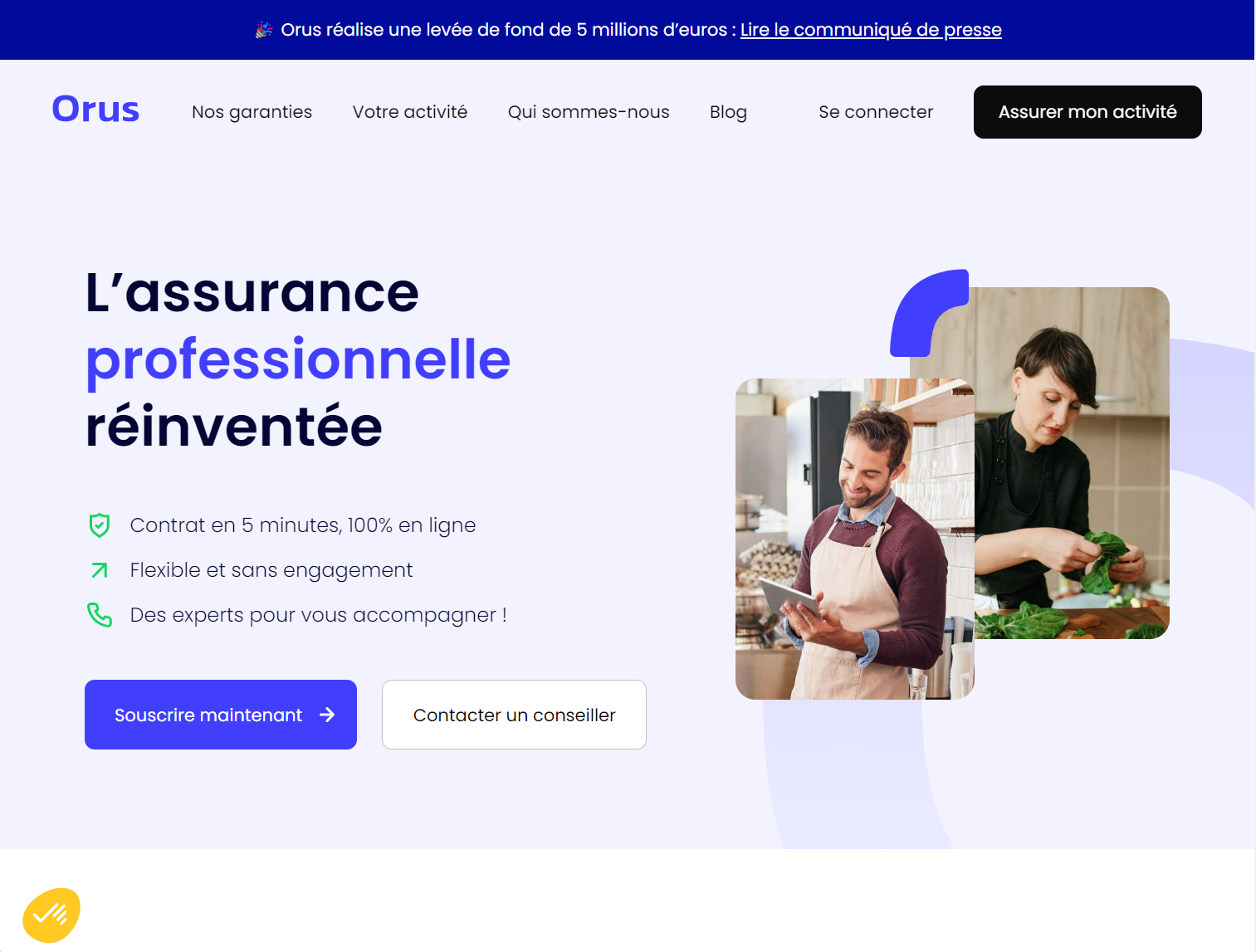 Orus: L'assurance simple et transparente pour les professionnels.