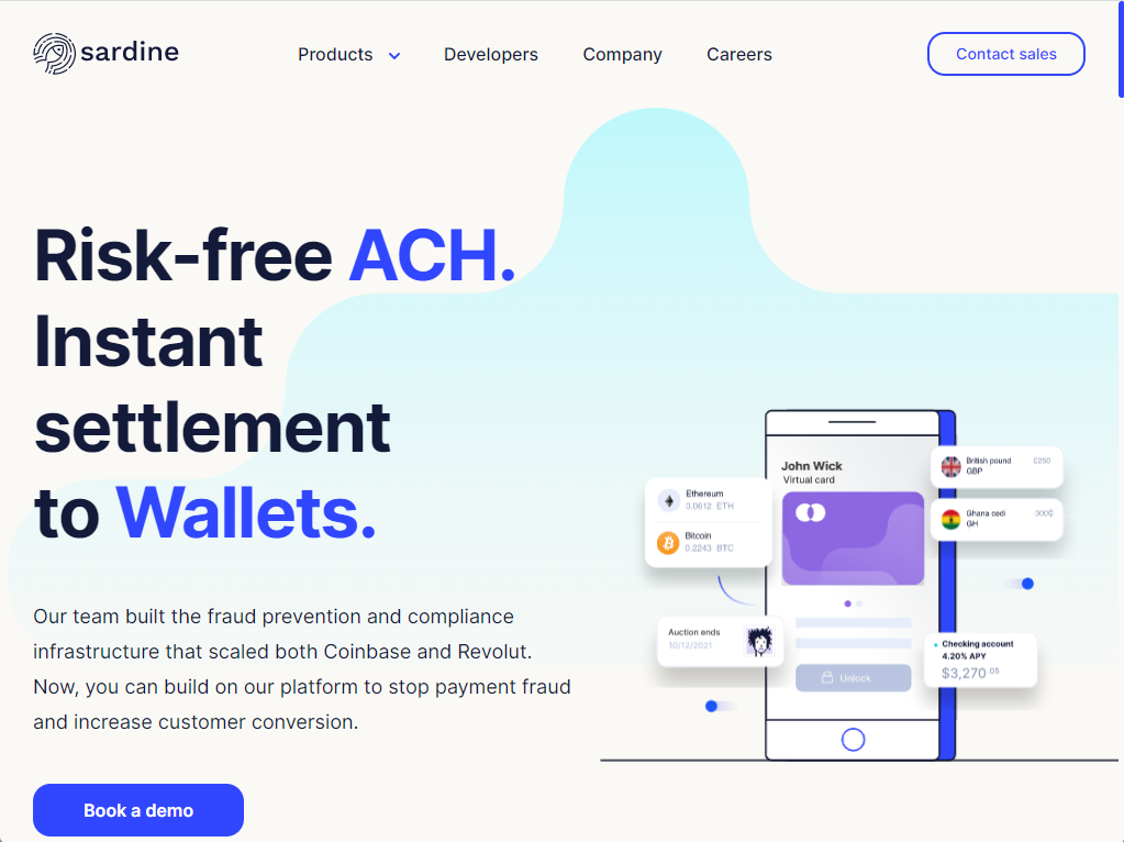 Sardine: Move money fast, without risk.