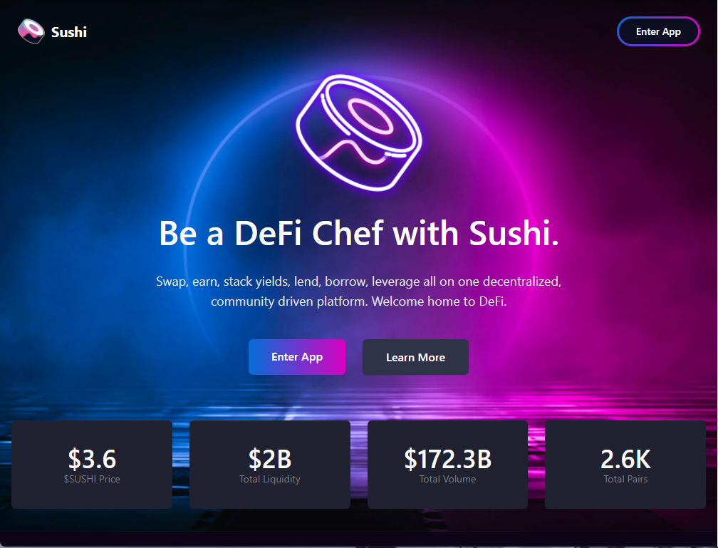SushiSwap: A community-built open-source ecosystem of all the DeFi tools you need.