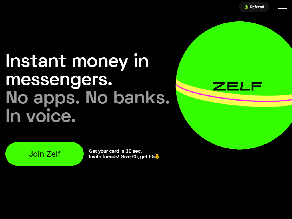 Zelf: Instant money in messengers. No banks. No apps. No fees.